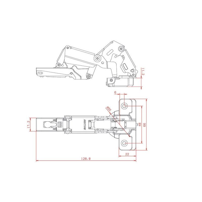 Cerniera per ante mobili 165° base 35mm collo 0 Salice C2AFA99