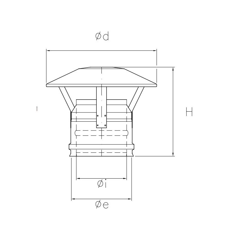 Cappello terminale parapioggia N1CC ISO10 NERO OPACO Canna fumaria
